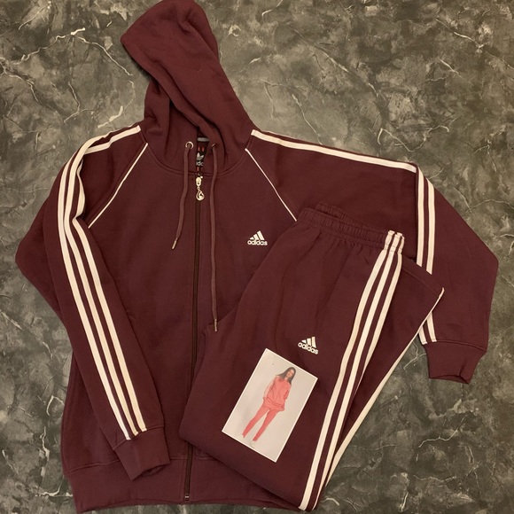 adidas | Tops | Maroon Adidas Tracksuit | Poshmark